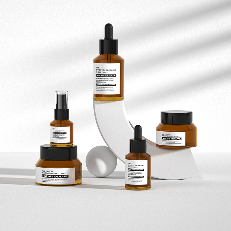 Amber Glass Packaging Set – Customizable Bottles and Jars for Premium ...